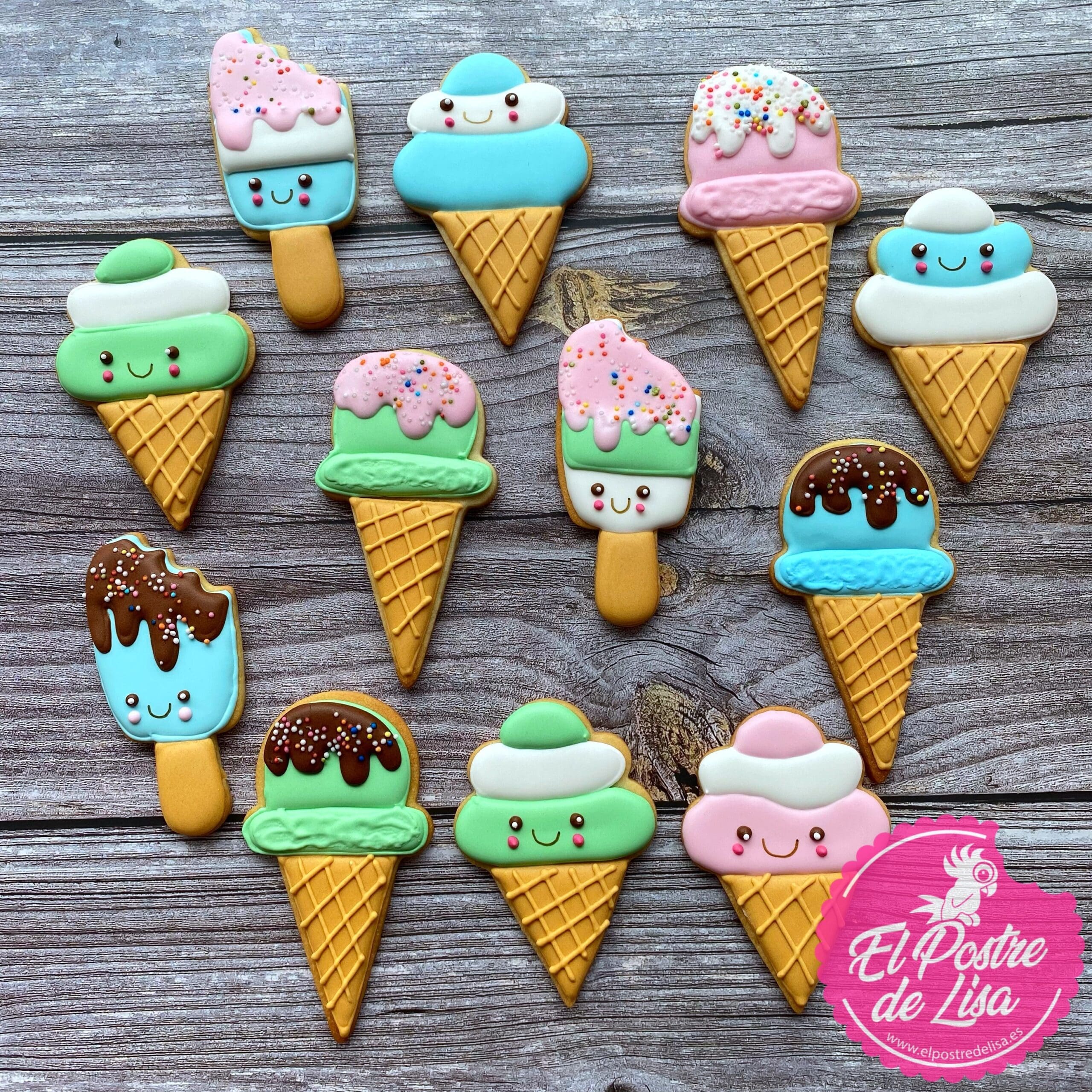 Súper set de Galletas decoradas Helados Variados - El postre de Lisa ...