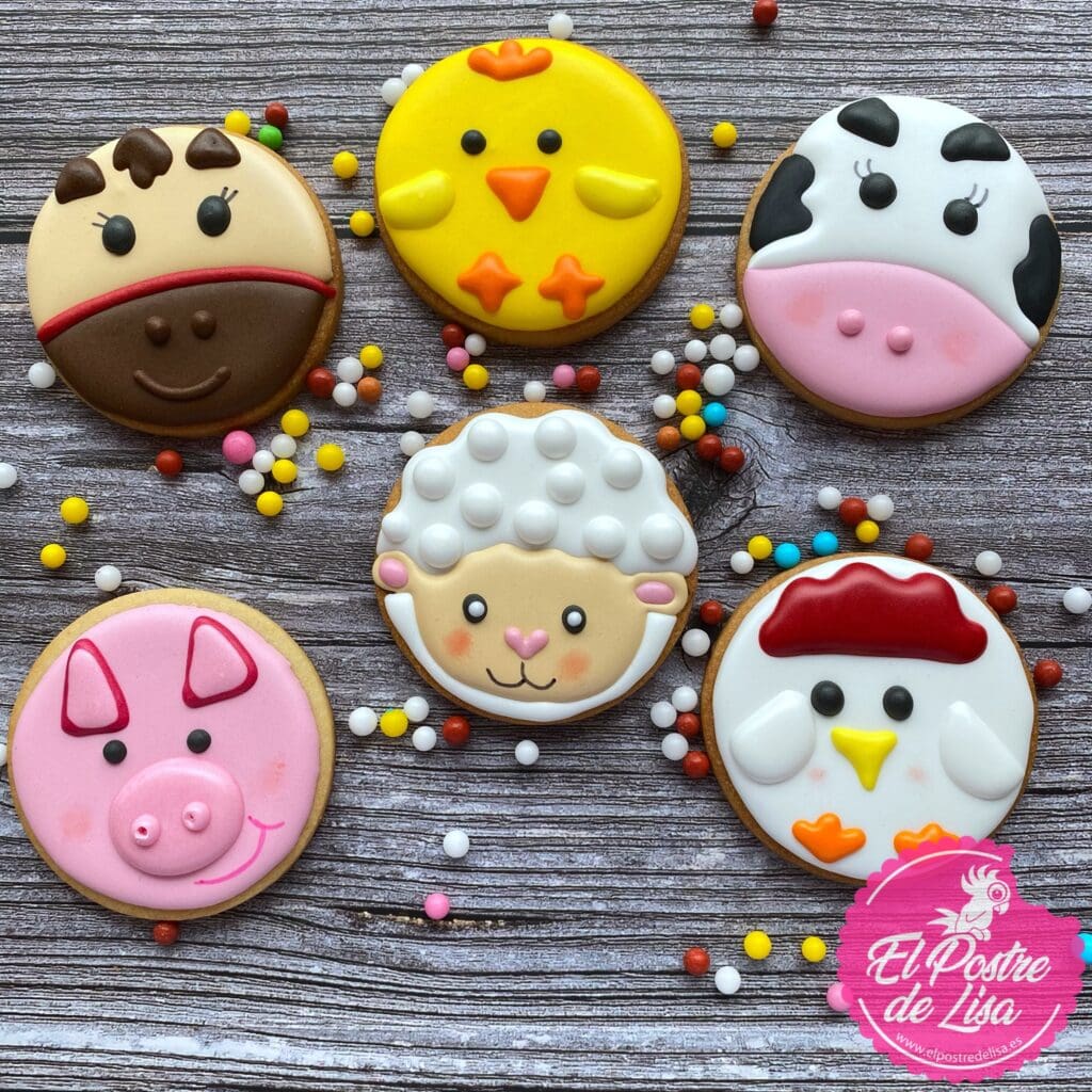 Set de Galletas decoradas animales infantiles de granja - El postre de ...